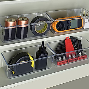 Acrimet Desk Drawer Organizer Box Tray Storage Bins Modular Divider for Home, Kitchen, Office and Storage (Clear Crystal Plastic) (4 Pack - 6.25" x 3.13" x 2.13")