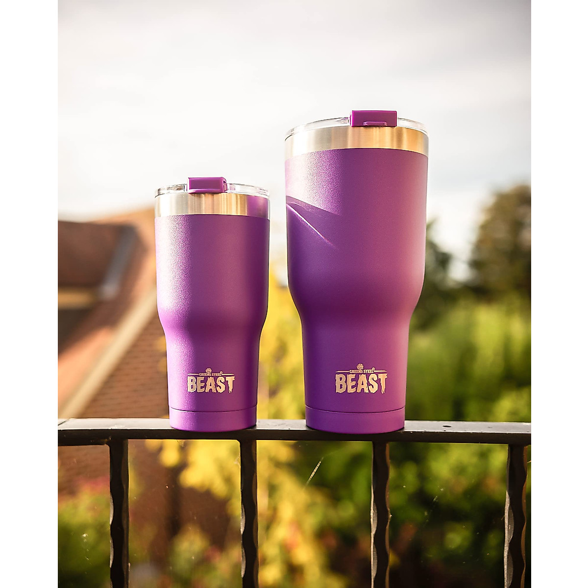 Beast 30 oz Tumbler Stainless Steel Vacuum Insulated Coffee Ice Cup Double Wall Travel Flask (Purple)