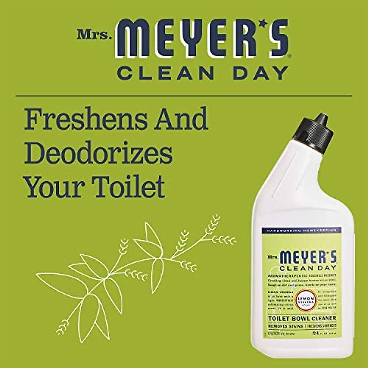 MRS. MEYER'S CLEAN DAY Lemon Verbena Toilet Bowl Cleaner 24 Fl Oz (Pack of 4)