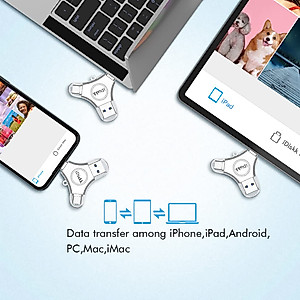 iDiskk 256GB App-le Certified flash drive photo vault for iPhone 15 USB C iPad Pro Android Samsung Flash Drive for iphone photo storage stick iPad pro Photo stick for iphone and computer