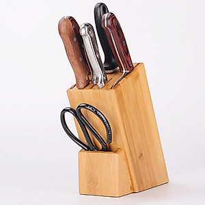 STOBAZA Bamboo Knife Block for Kitchen Storage, Universal Knife Holder for Counter Top, Knife Storage Block Without Knives, Kitchen Knife Stand Countertop Butcher Block Household Knife Rack Storage