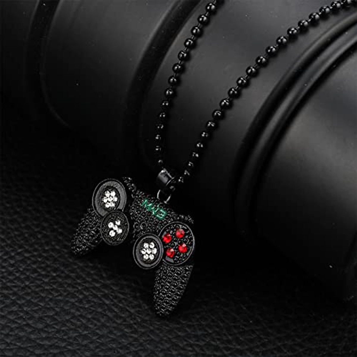 HUASAI Game Controller Necklaces Promise Pendant Necklace Bff Friendship Necklace for Her Game Console Couples Necklace(Black)