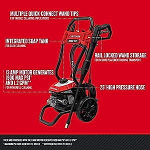 CRAFTSMAN Electric Pressure Washer, Cold Water, 1900 -PSI, 1.2-GPM, Corded (CMEPW1900)