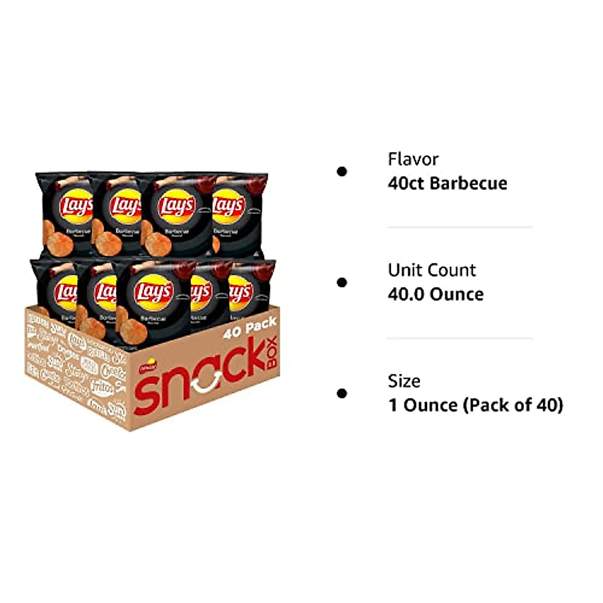 Lay's Potato Chips, Barbecue, 1 Ounce (Pack of 40)