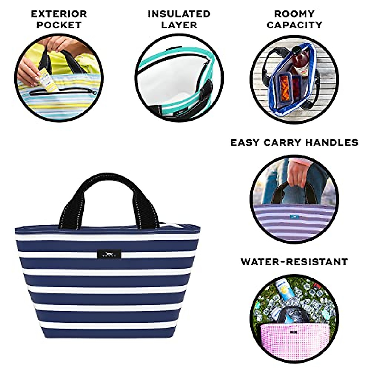 SCOUT Nooner Lunch Box - Lightweight, Insulated Lunch Bag with Outside Zip Pocket, Cooler For Women - Everyday, Beach Cooler