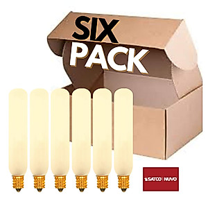 (6 Pack) Satco S3315 15W 120V T6 Frost E12 Candelabra Base Incandescent Light Bulb