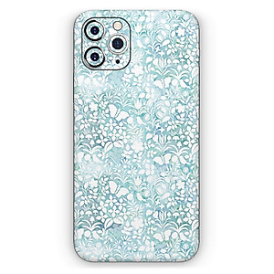 Design Skinz White Butterflies and Flowers on Light Blue - DesignSkinz Protective Vinyl Decal Wrap Skin Cover Compatible with The Apple iPhone 11 Pro (Full-Body, Screen Trim & Back Glass Skin)