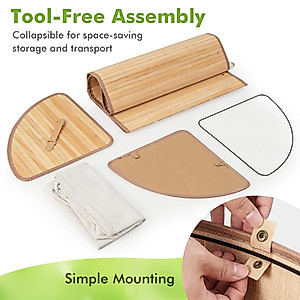 Giantex Corner Laundry Hamper with Lid, 58 L Bamboo Laundry Basket with Removable Liner & Handle, Triangle Clothes Hamper for Small Spaces, Bedroom, Bathroom, Laundry & Living Room (Natural)