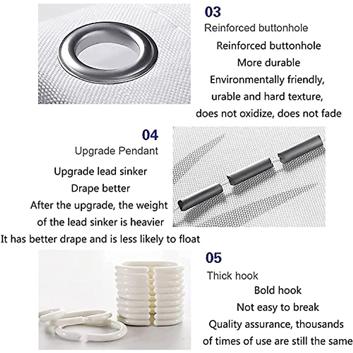 KAYEF Hayzbao 4-Piece Shower Curtain Set Featuring Non-Slip Rugs, Toilet Lid Cover, and Bath Mat - 180x180cm Shower Curtain in Matching Style Included. (5)