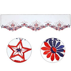 Simhomsen Embroidered Patriotic Mantel Shelf Top Scarf Runner for July 4th, American Independence Day and Memorial Day (70 × 17 inches)