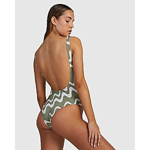 RVCA Women's One Piece Swimsuit Breathable Recycled Materials for Any Beach Activity Surfing or Lifestyle (as1, Alpha, x_s, Regular, Regular, Waves Scooped Agave)