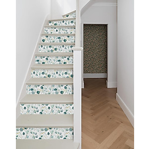 Sevalo Leaf Wallpaper Peel and Stick Wallpaper Boho Contact Paper for Cabinets Flower Floral Wallpaper Green Leaves Wallpaper Bathroom Self-Adhesive Removable Wallpaper Eucalyptus Nursery 17.3“×78.7”