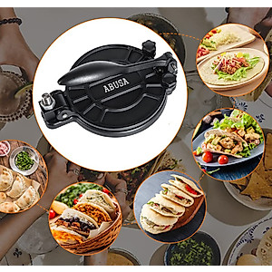 ABUSA Thickness Adjustable Tortilla Press 8 Inch Tortilla Maker Black - Roti, Dough Press, Dosa, Tawa, Tamale, Pizza, Pie, Patty