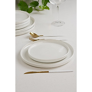 famiware Nebula 6 Pieces Dinner Plates, 10.2 inch Plates Set, Scratch Resistant, Stoneware Dinnerware, Kitchen Modern Rustic Dishes, White