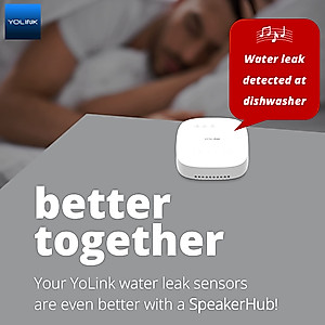 YoLink Water Leak Detection Starter Kit, w/SpeakerHub Audio/Talking Hub & Water Leak Sensors, LoRa Up to 1/4 Mile Open-Air Range, SMS/Text, Email & Push Notifications, w/Alexa, IFTTT, Home Assistant