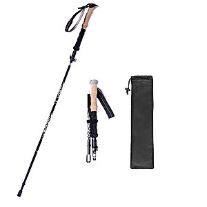 WEISIYU Trekking Hiking Poles - Collapsible and Telescopic Walking Sticks with Natural Cork Handle and Extended EVA Grips for Backpacking Camping