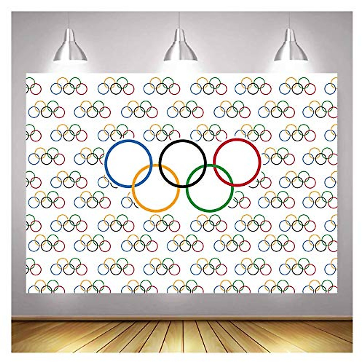 XLL Olympic Sport Theme Photography Background Vinyl Olympic Rings International Banner for Sports Party Photo Backdrops 5x3ft Countries for Classroom Garden Grand Opening Sports Clubs Party Supplies