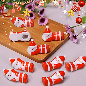 9 Pcs Christmas Ceramic Chopstick Rest Santa Claus Spoon Forks Knives Tableware Rest Set Perfect for Christmas Festive Gift Dinner Table Ornament