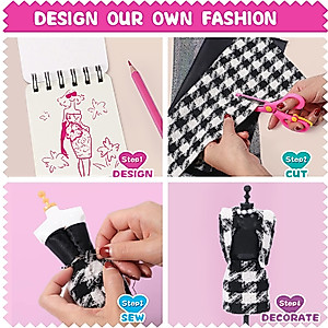 Lorfancy 500+ Fashion Designer Kits for Girls Kids Fashion Sketchbook Drawing Book Design Games Toddler DIY Stickers Stencils Activity Set Design Sketch Book Clothing Sewing Birthday Christmas Gifts