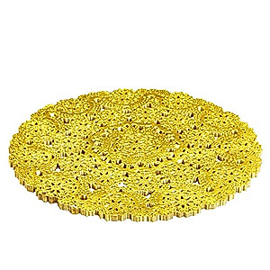 Juvale 60 Pack Gold Doilies, 12 inch Round Medallion-Style, Disposable Placemats for Party Table Decorations