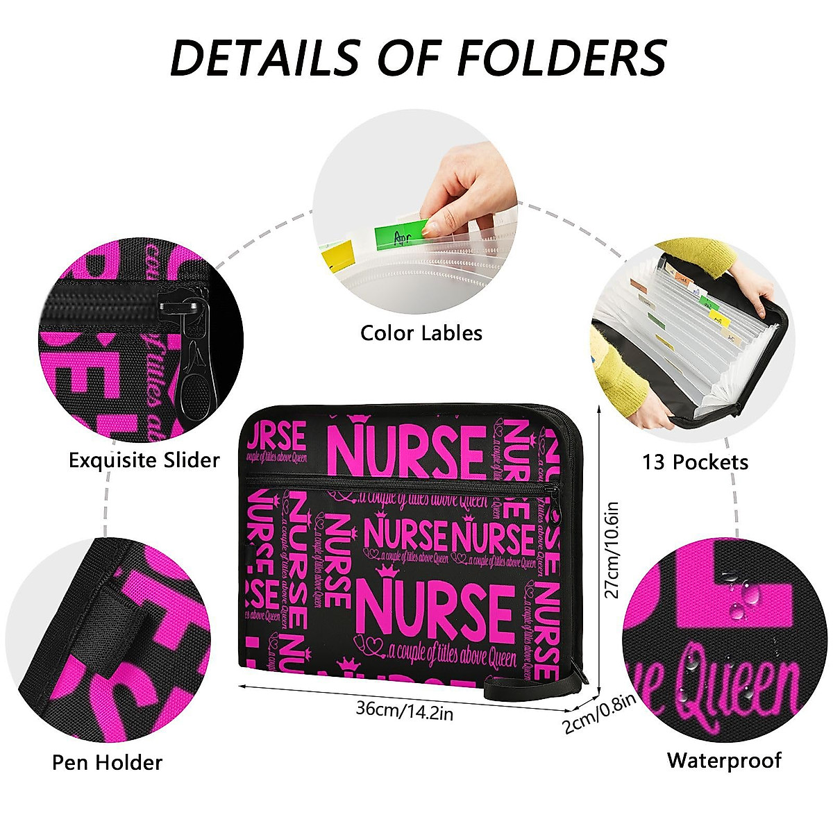 Expandable Accordion Folder Nurse-Gifts-Nursing-Student Expanding File Organizer with 13 Pockets