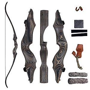 SinoArt 58" Takedown Recurve Bow Bamboo Limbs Archery Right and Left Handed Riser Bow for Hunting Target Shooting 25-65Lbs(40Lbs, Left Hand)