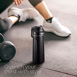 SipX™ Triple-Insulated Stainless Steel Water Bottle - 18oz. With Straw Lid, BPA-Free Reusable Insulated Water Bottle Keeps Cold For 12 Hours, Metal Water Bottle Made Of Sustainable Material For Hiking