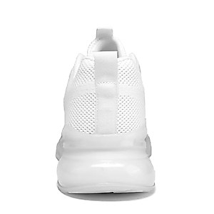 Mens Air Cushion Fashion Sneakers Breathable Blade Running Walking Shoes Comfortable Non Slip Work Sport Fitness Athletic Tennis Shoes White