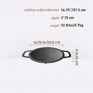 Solo Stove Ranger Cast Iron Wok Top, Stir Fry Pan, Cooktop for Ranger fire pit, Fireplace accessory, Cooking surface: 14.75", Depth: 2", Weight: 12.5 lbs