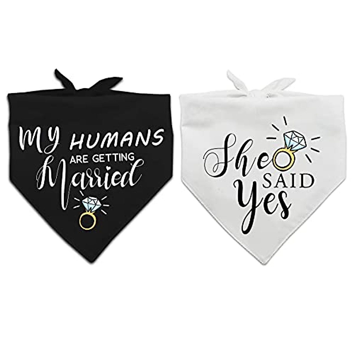 My Humans are Getting Married She Said Yes Dog Bandana, Wedding Engagement Photos, Pet Scarf Accessories,Pet Accessories for Dog Lovers, Bridal Shower Gift, Pack of 2
