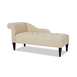 Jennifer Taylor Home Harrison Tufted Roll Arm Lorilee Lounge, Beige Chenille