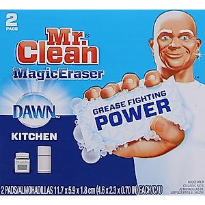 Mr. Clean Magic Eraser Kitchen with Dawn, Cleaning Pads with Durafoam, 2 Count