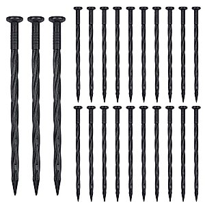 craftshou 118 Pieces 8 Inch Landscape Edging Stakes Plastic Edging Nails Garden Spiral Nylon Anchoring Spikes for Holding Garden Edging Border,Artificial Turf,Landscape Fabric,Tents and Rain Tarps