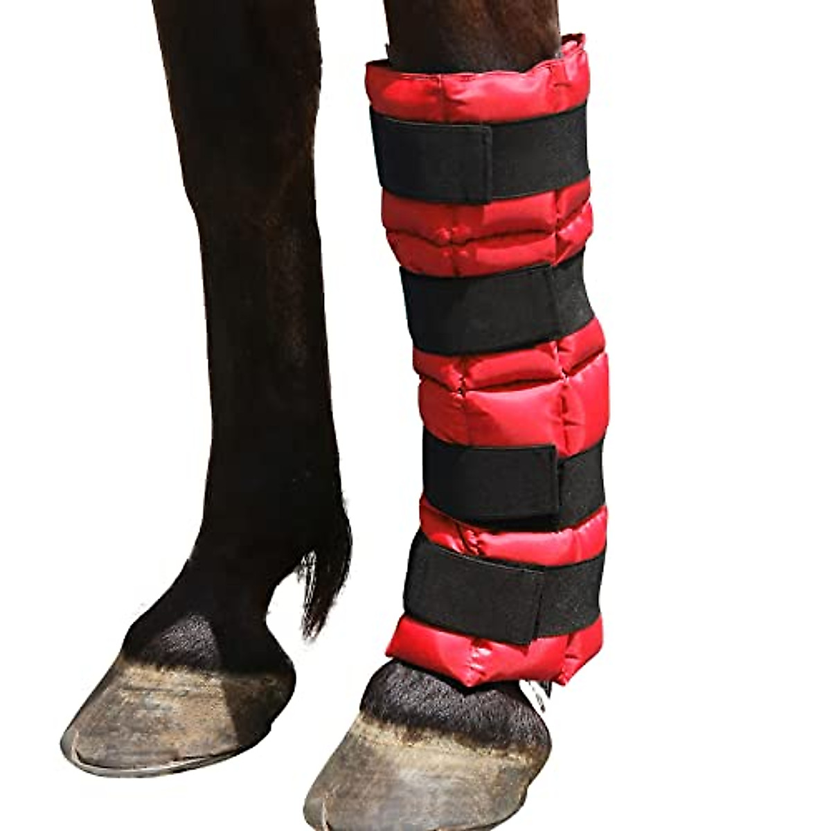 Harrison Howard Ice Boot for Horse Cool Gel Pack Leg Wrap for Treating Full Leg, Knee, Hock Injuries Reusable Ice Cooling Therapy, Universal Size-Red