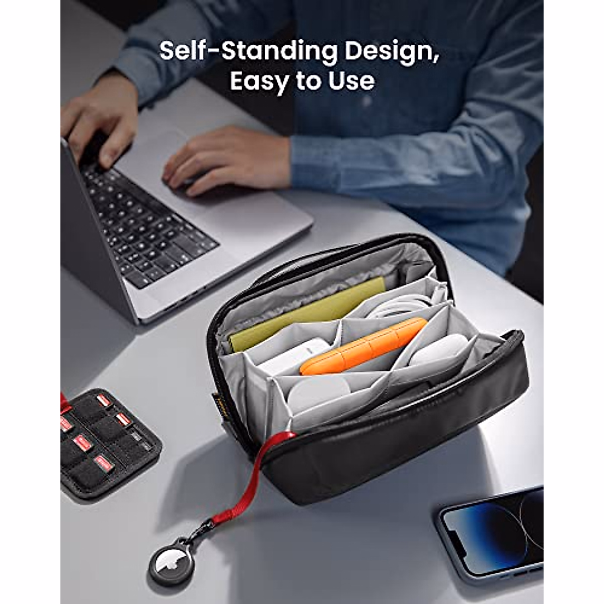 tomtoc Bundle Set Travel Backpack 40L & Electronic Organizer Accessory Tech Pouch