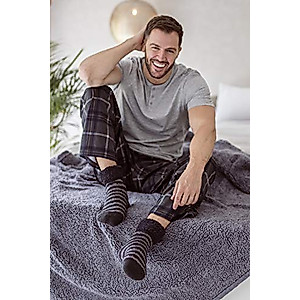 Heat Holders Mens Luxury Cozy Soft Fleece Lined Fluffy Bed Socks for Sleep (Black (Olwen), 7-12)