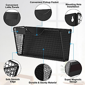 MFTEK Magnetic File Holder 2 Pockets File Folder Organizer, Office Hanging Magazine Rack for File Cabinets, White Board, No Drilling Paper Document Holder Mail Organizer for Refrigerator