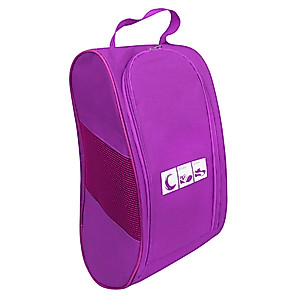 Waterproof Breathable Dustproof Travel Portable Shoes Zipper Handle Carrying Case Organizer Home Shoes Free Stand Packing Cubes Box Storage Bag (Red)