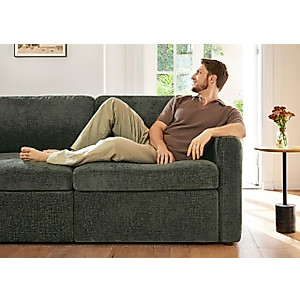 HONBAY Modular Sectional Sofa, Sectional Couch with Storage Seats, Sleeper Chenille Sectional Couches for Living Room, Green