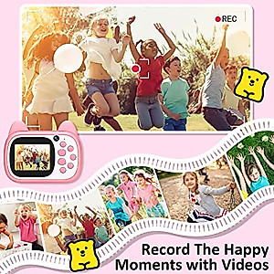 Kids Digital Camera for Girls and Boys, 1080P HD Dual Lens Video Recorder Toddler Camera with 32G SD Card, Cute Childrens Selfie Camera for Kids as Christmas, Birthday, Festival Gifts(Unprintable)