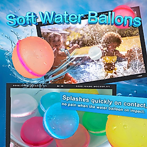Reusable Water Balloons for Kids 24 Magnetic Water Balloons Quick Fill Fillable Self Sealing Water Pool Kids Outdoor Toys Summer Back Yard Fun Silicon (24 Pack)
