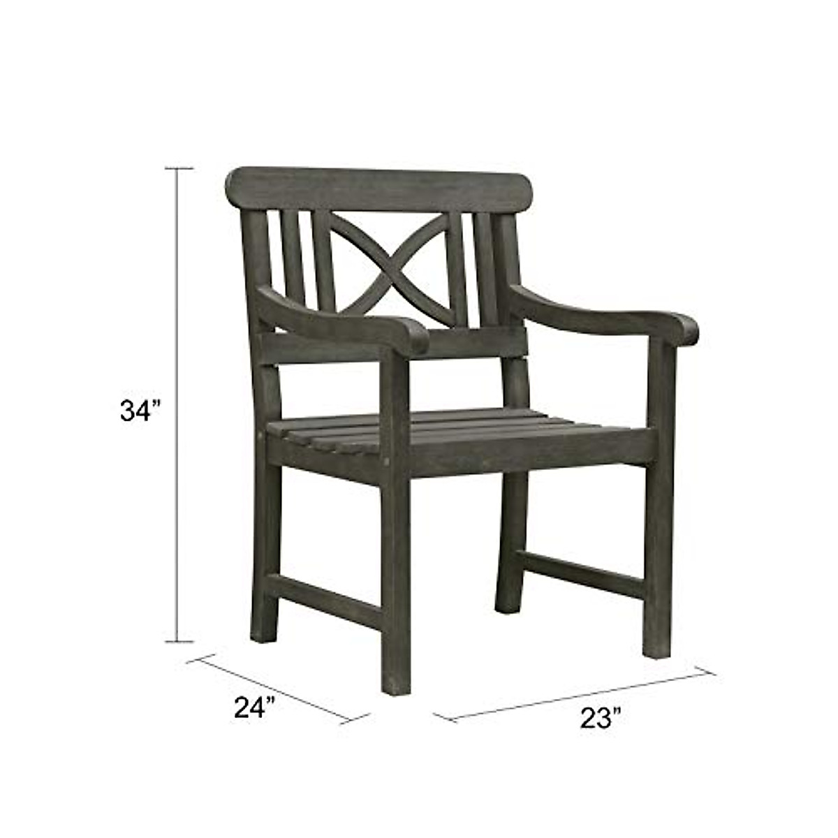 Vifah V1298 Renaissance Outdoor Hand-Scraped Hardwood Armchair