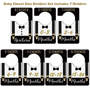Baby Closet Size Dividers, Gentleman Boy Baby Closet Organizer, Newborn Nursery Wardrobe Divider Hangers to Arrange Clothes with Separator by Size or Age, 0-24 Months