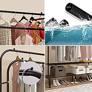 GGQQ Clothes Garment Rack with Shelves,Metal Double Rod Clothes Hanger Rack,Rolling Garment Rack for Hanging Clothes,Stand Clothes Drying Rack with Wheels(41”,White).