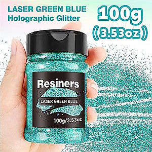 Resiners Holographic Ultra Fine Glitter Powder and Resin Bubble Remover - Metallic Epoxy Resin Glitter & -95kPa Vacuum Degassing Chamber, Epoxy Resin Airless Machine for Arts Crafts Jewelry M