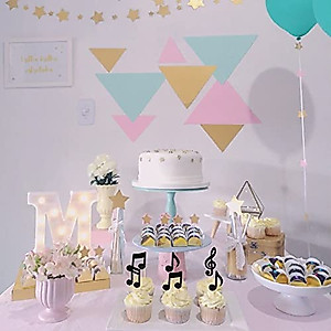 24 PCS Music Notes Cupcake Toppers Black Glitter Musical Symbol Cupcake Picks for Rock Music Concert Theme Baby Shower Wedding Birthday Party Cake Decorations Supplies