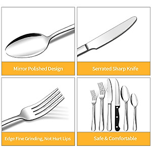 Silverware Set, ENLOY 48 Pieces Stainless Steel Flatware Cutlery Set, Include Knife Fork Spoon, Mirror Polished, Dishwasher Safe, Service for 8