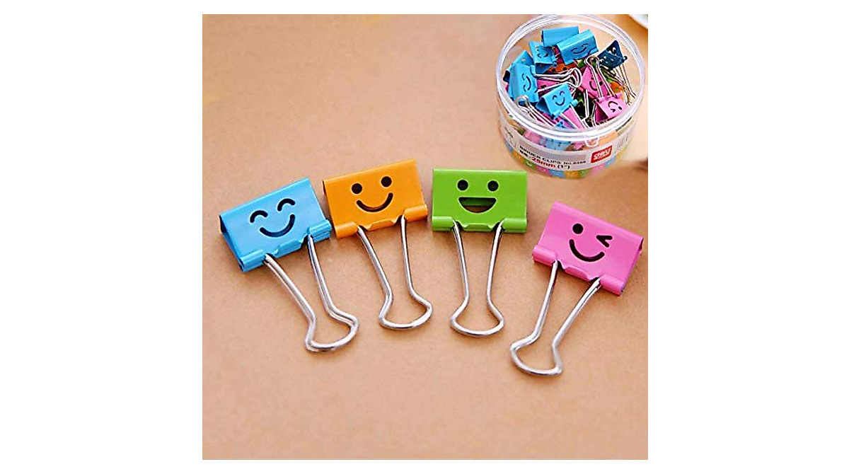 Coideal Colored Face Binder Clips - 48 Assorted 1 Inch
