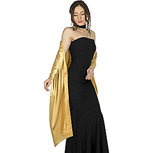 BlackButterfly Satin Shawl Bridesmaid Wedding Wrap Scarf (Gold)