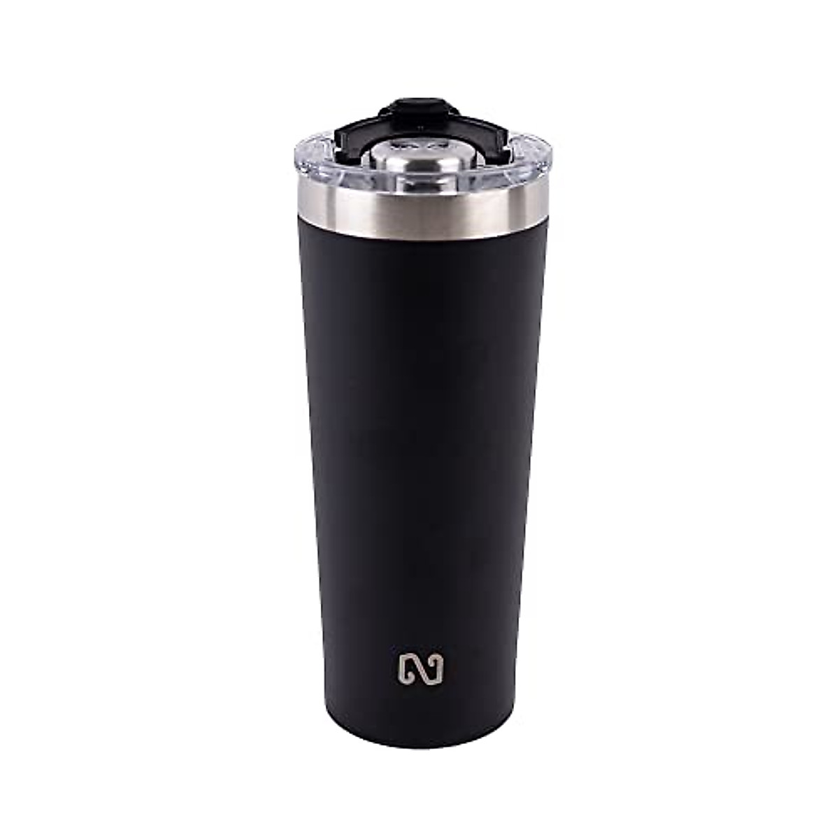 NAYAD Stainless Steel Vacuum Insulated Thermos Tumbler, Automotive Cup Holder Compatible Travel Coffee Mug Water Bottle with Straw and Lid for Iced Cold/Hot, 22 oz, Black